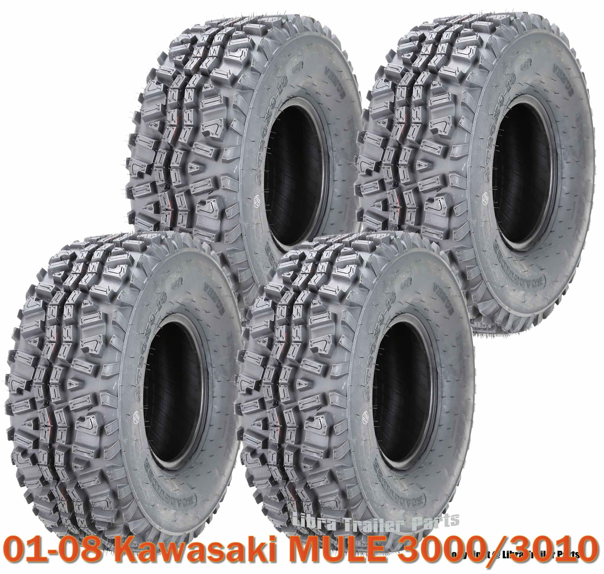01-08 Kawasaki MULE 3000/3010 Full Set 4 UTV ATV Tires 23x11-10 6PR ...