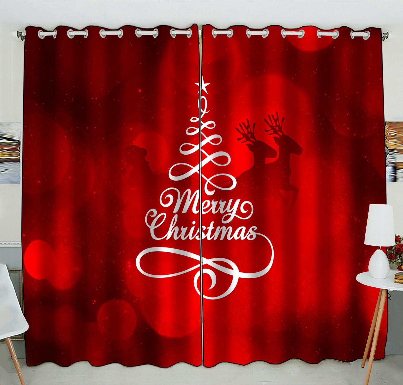 ZKGK Merry Christmas Tree Window Curtain Drapery/Panels/Treatment For ...