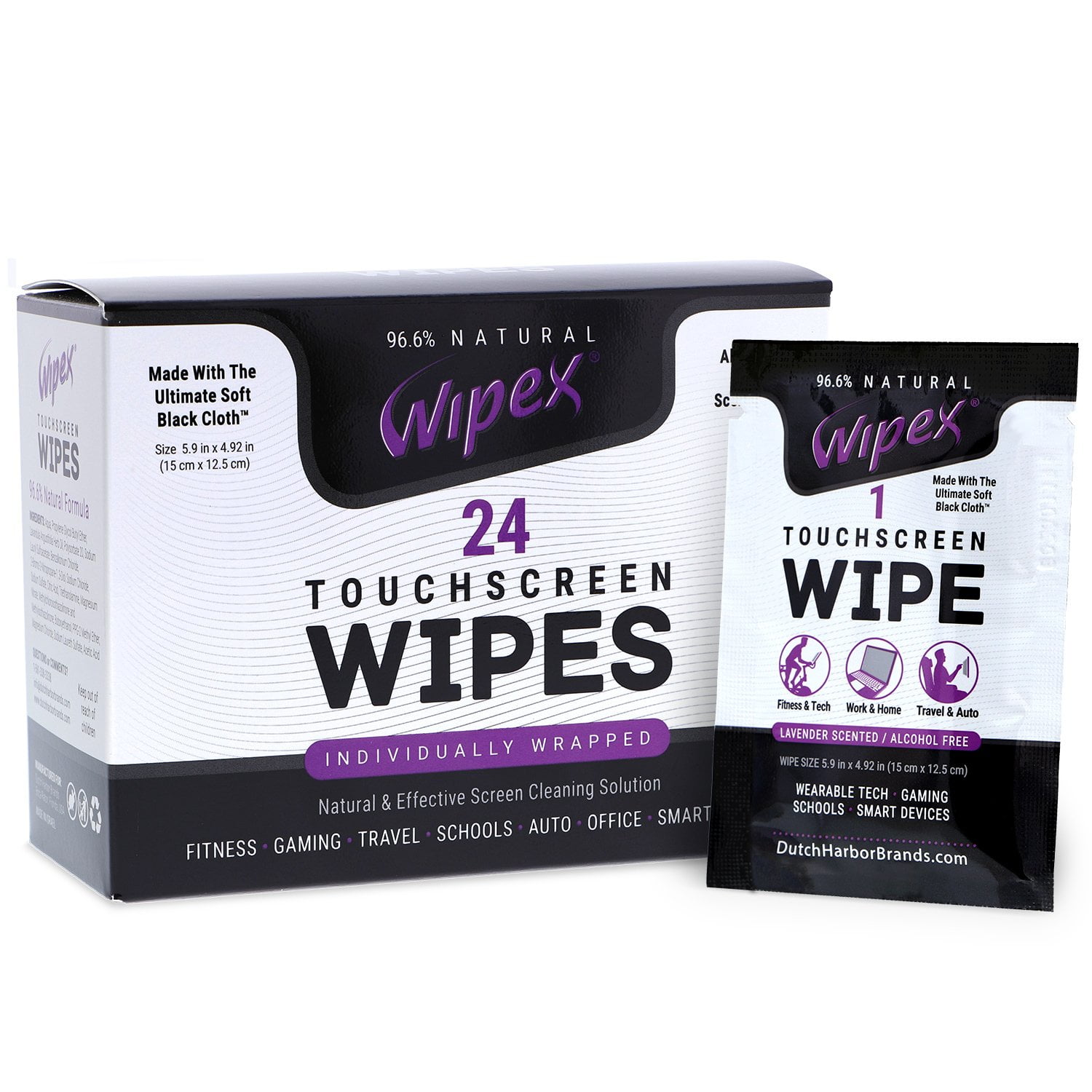 Wipex Touchscreen Cleaning Wipes Fitness Tech Devices Alcohol-Free, 24 ...