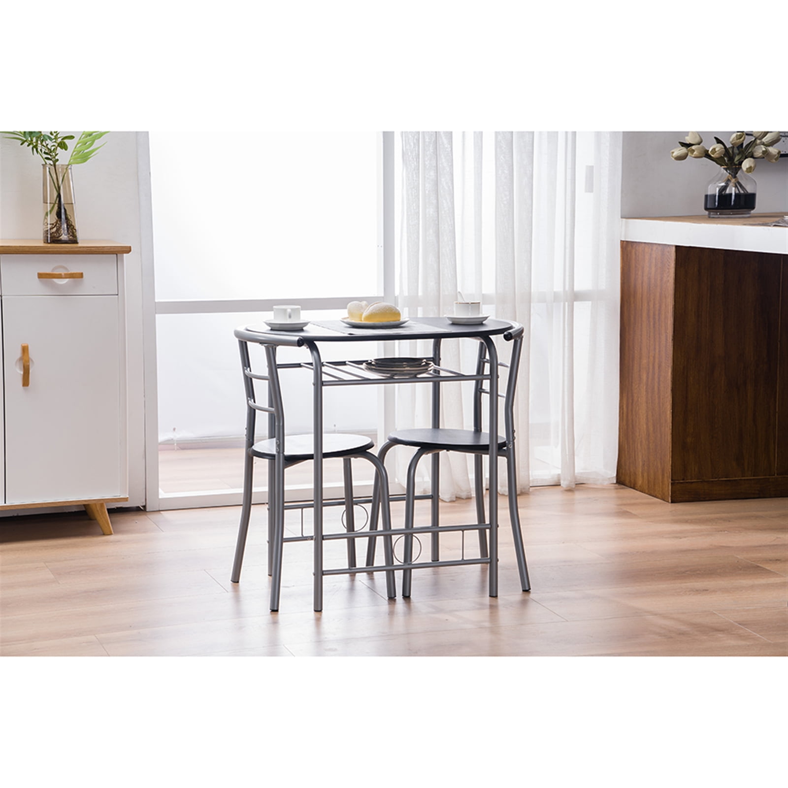 Dining Set for 2, BTMWAY Dining Room Set Table and 2 Chairs with Shelf ...
