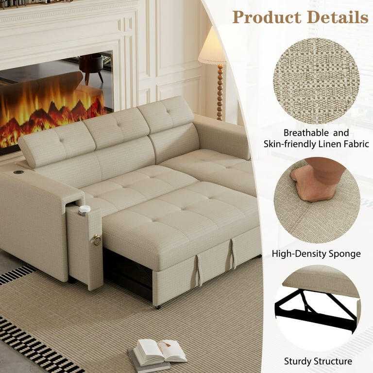 Corner sofa bed with adjustable headrest store