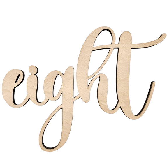 Krafty Supply Wood Number Word Eight, 5" Wide, 1/4" Birch, Wood Numbers ...