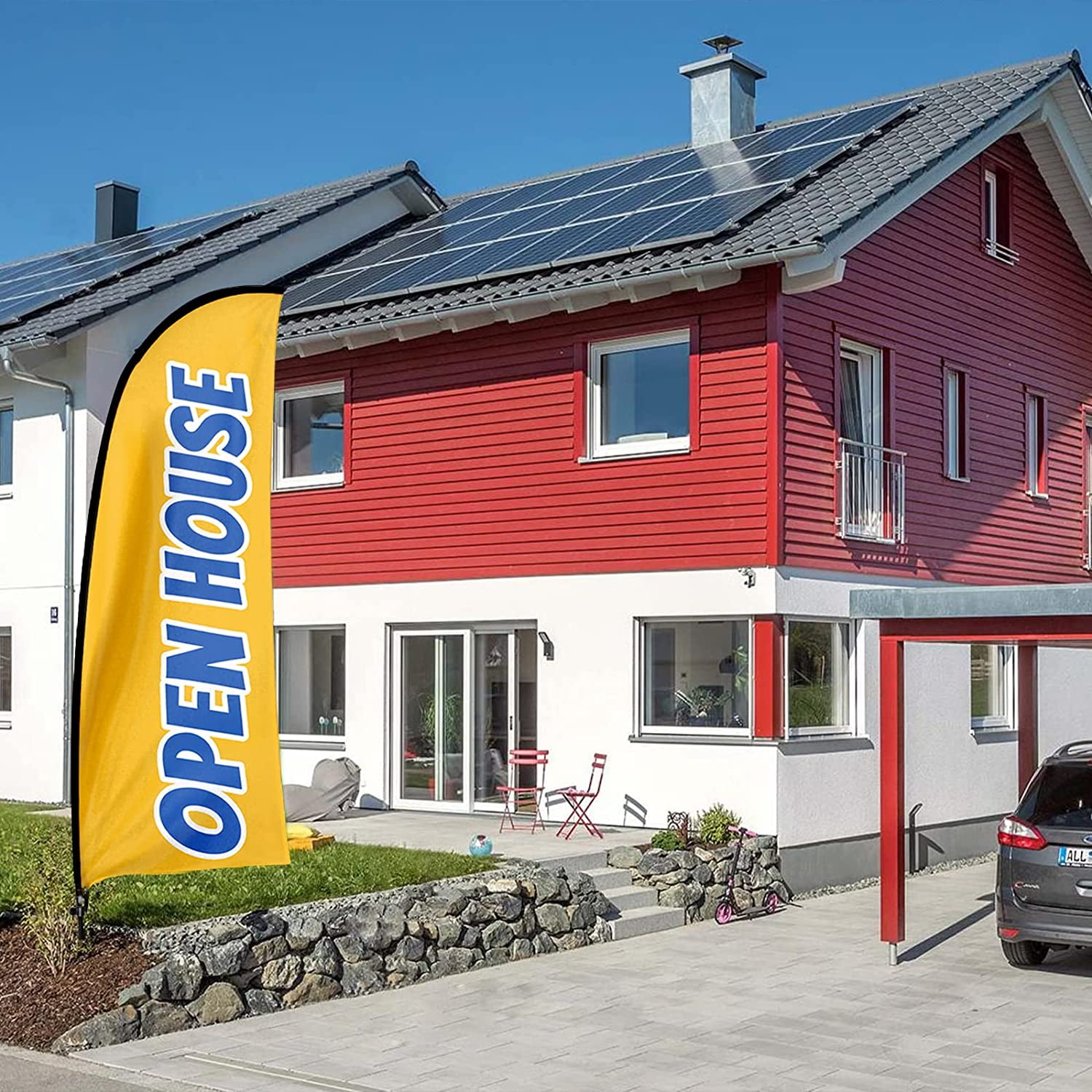 QSUM Open House Feather Flag and Pole Kit, 7FT Open House Commercial ...