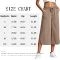 Capris Pants for Women Cotton Linen Casual Summer Wide Leg Drawstring ...