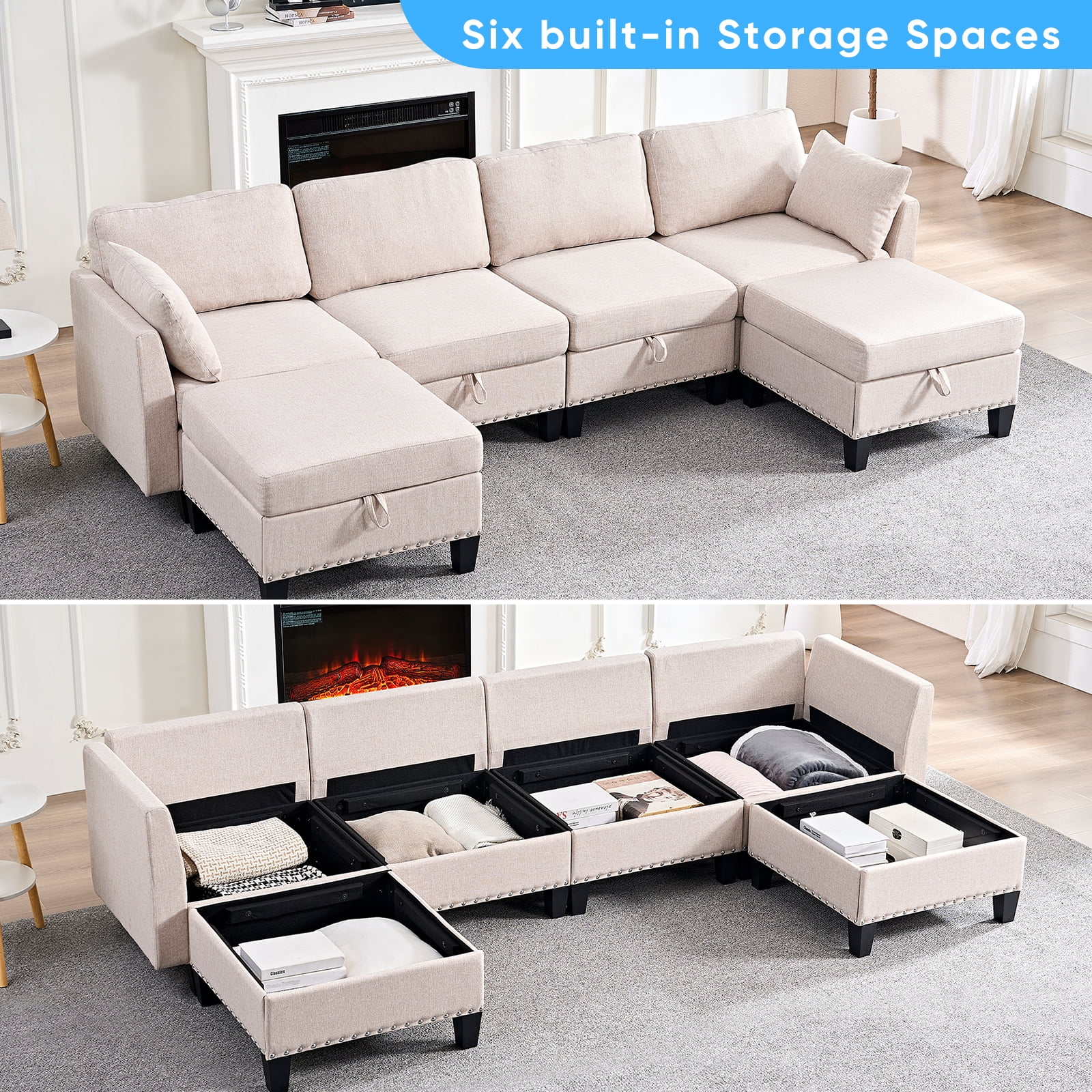 Click here for Puremind 6 Piece Modular Sectional Sofa With Movab... prices