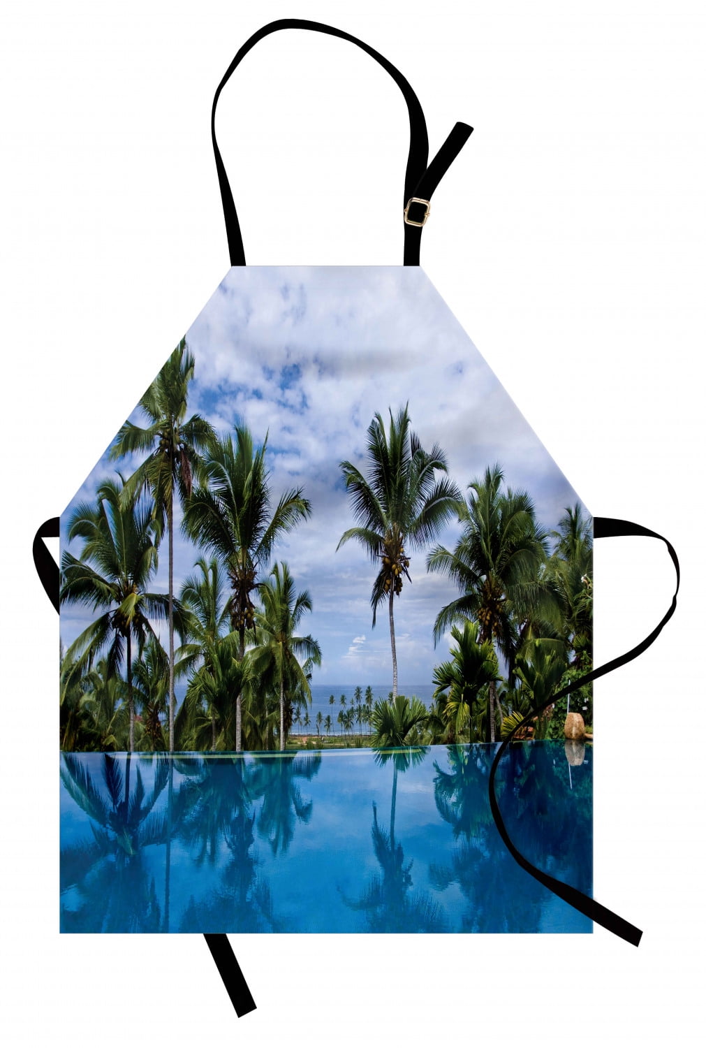 Landscape Apron Infinity Pool with Palms Reflections and Crystal Water ...