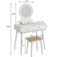 Furmax Large White Wood Vanity Table, Lighted Mirror, Stool, 4-Drawer ...