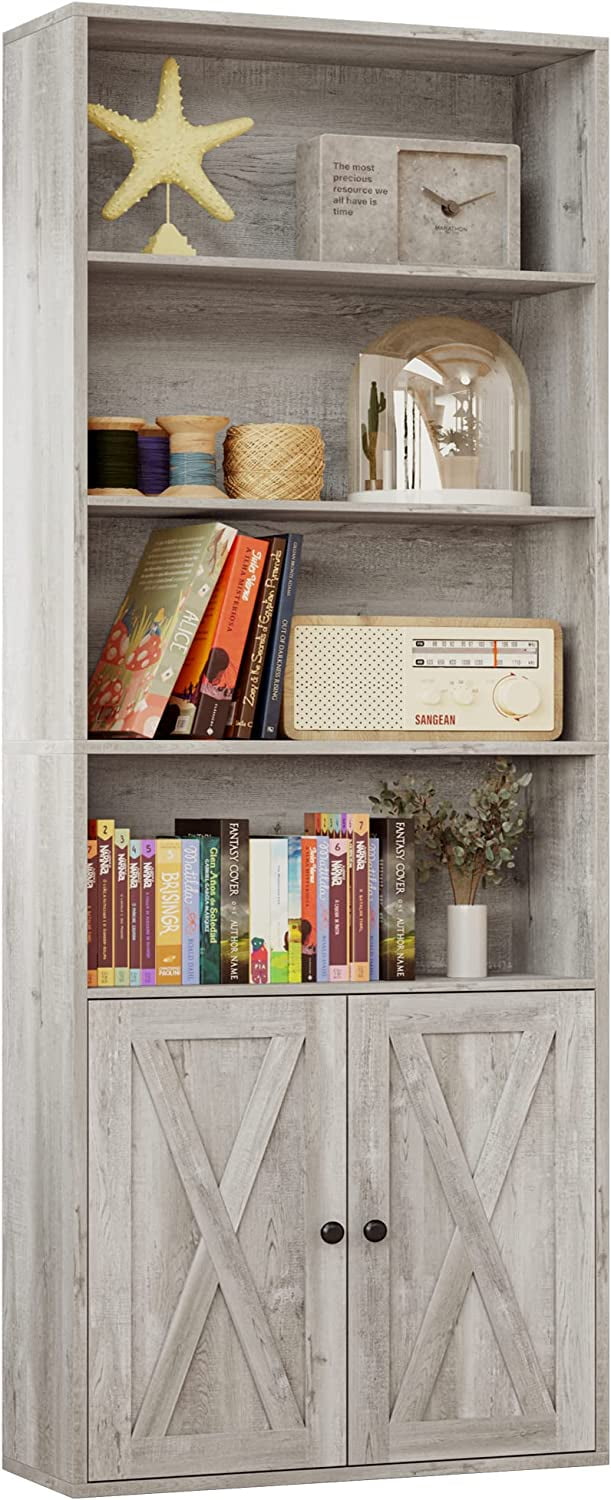 IRONCK Industrial Bookshelves with Doors - 6 Shelf Display Storage ...