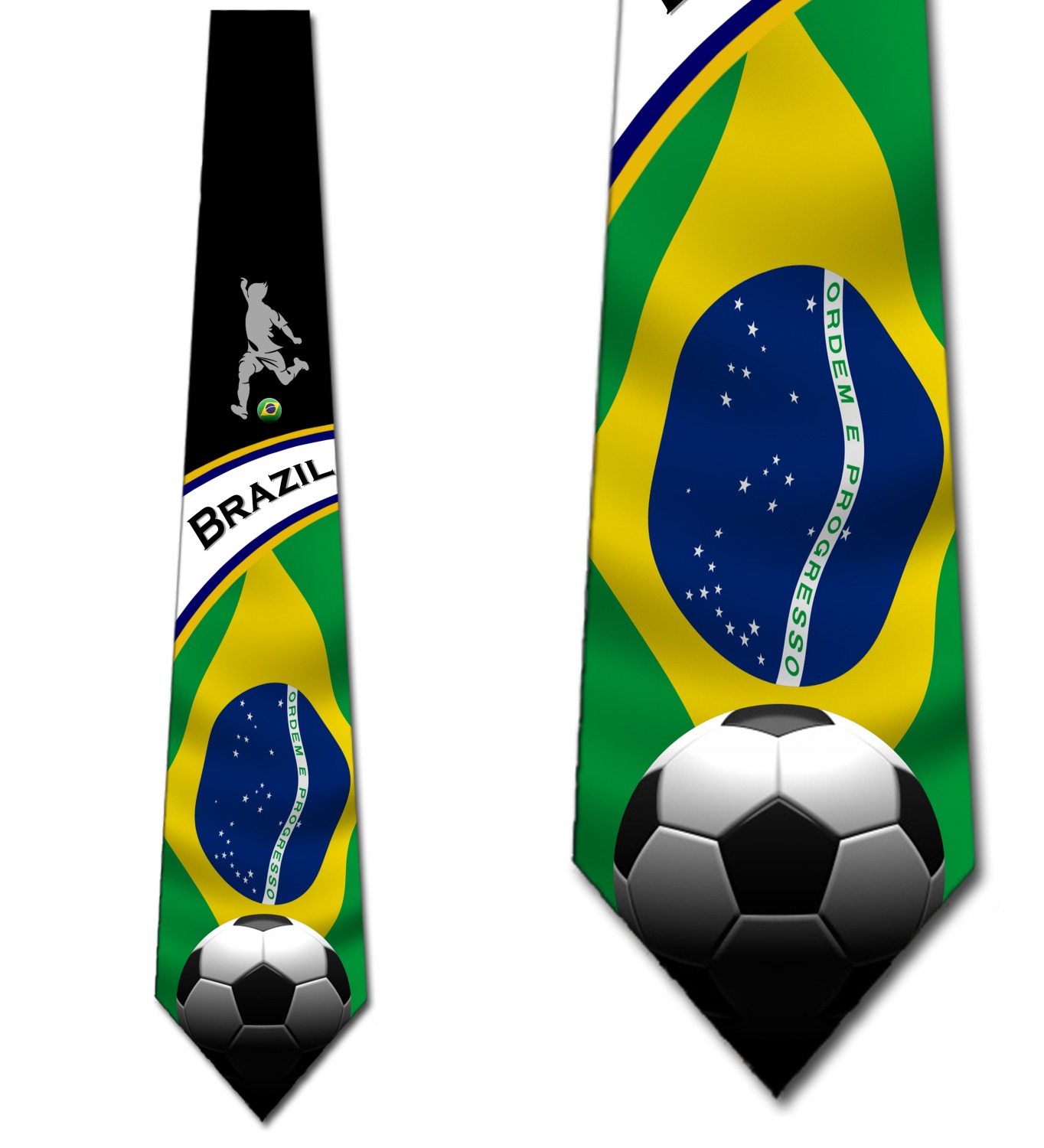 Football Ties Mens Soccer Brazil Tie Necktie by Three Rooker - Walmart.com