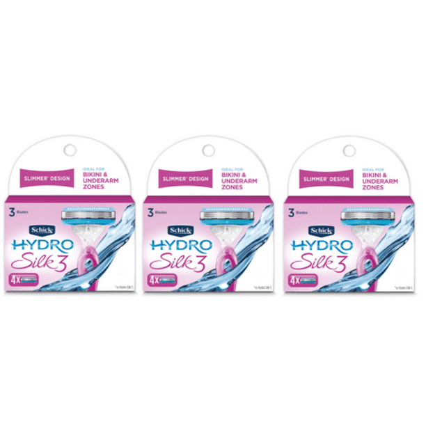 Schick Hydro Silk 3 Razor Blades Refills for Women, 12 Count (Bulk ...