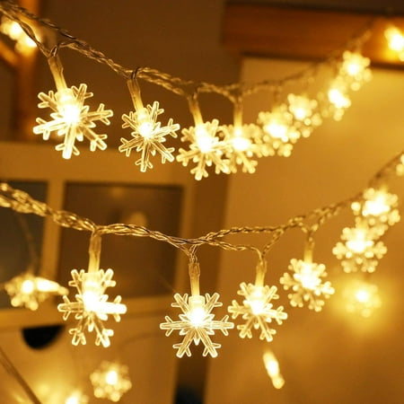 Christmas Snowflake Light String 3m/10ft 20 LED Battery Operated LED ...