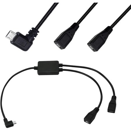Plannu USB Micro Splitter Cable USB 2.0 Micro Male Left to 2 USB Micro ...