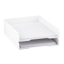 TRU RED Stackable Side Load Letter Tray, White, Office Desk Organizer ...