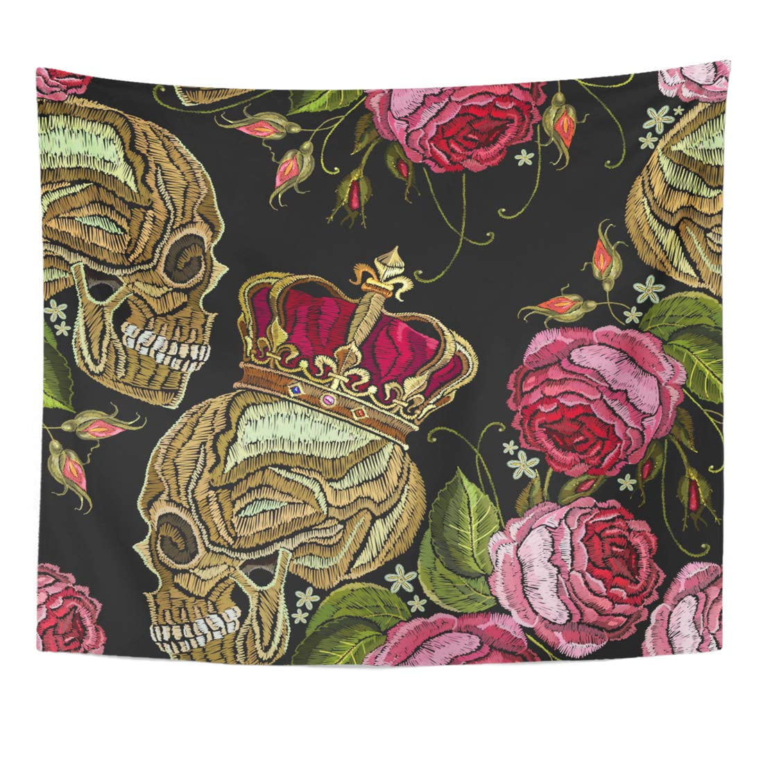 ZEALGNED Ancient Golden Crown Human Skull and Roses Design Medieval ...