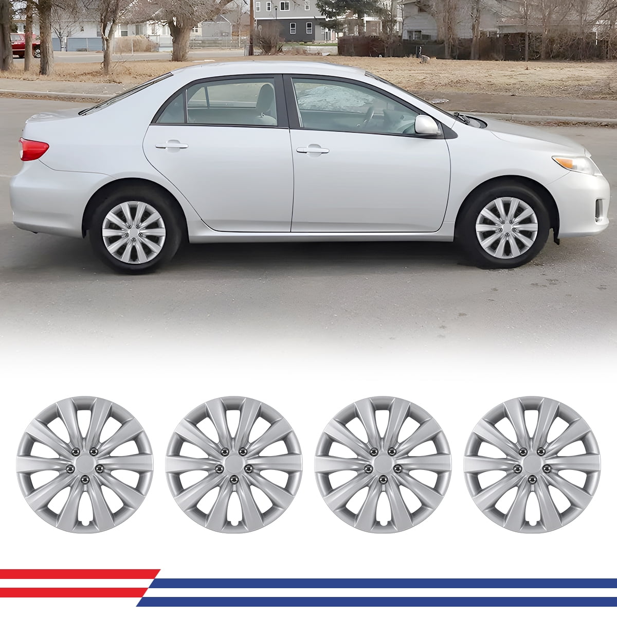 16 Set Of 4 Hubcaps Wheel Rims Cover for 2009 2024 Toyota Corolla and 2009 2014 TOYOTA MATRIX Compatible With Steel Wheels Snap On Installation 16 Inch Lacquer Walmart