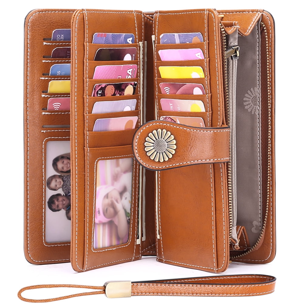 SENDEFN Wallets for Women Genuine Leather Credit Card Holder with RFID ...
