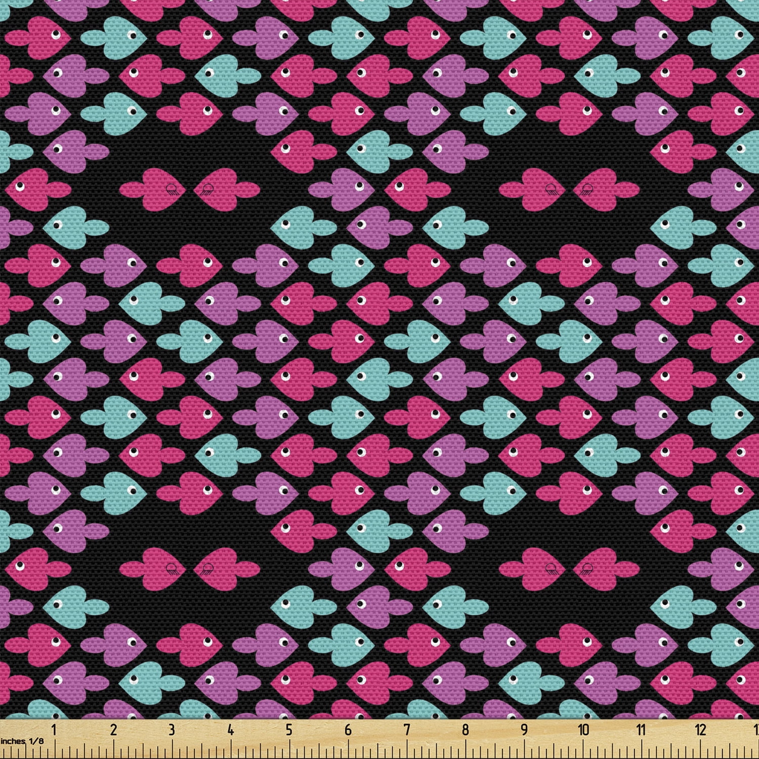 Fish Fabric by the Yard Upholstery, Subaquatic Animal Silhouettes ...