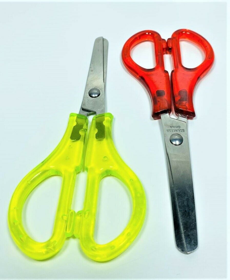LOT OF 2 Allary Style #3115 Kids Scissors, 5 Inch, 4 pcs (Yellow, Red)