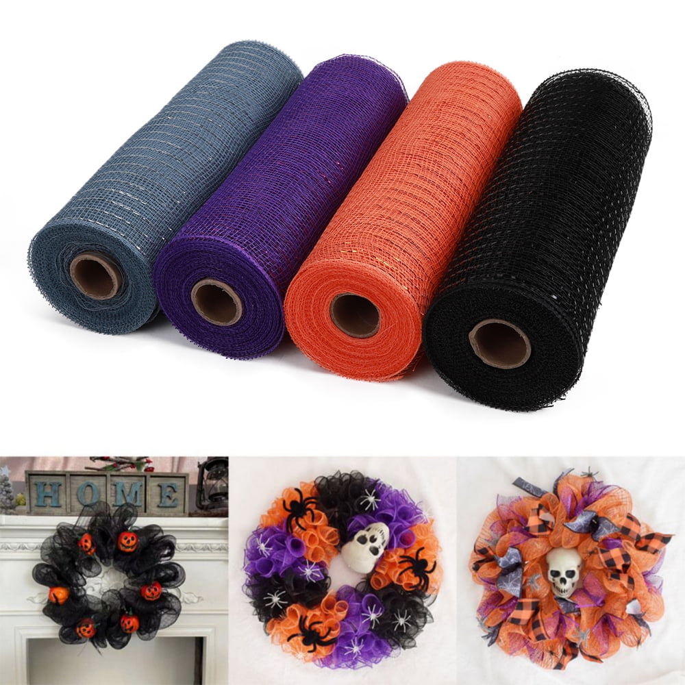4 Rolls Mesh Ribbon Mesh Wreath Supplies Metallic Foil Mesh Ribbon For ...