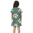 BZSMCE Short Sleeve dress Dress Casual Cotton Dresses-Green Paw Print ...