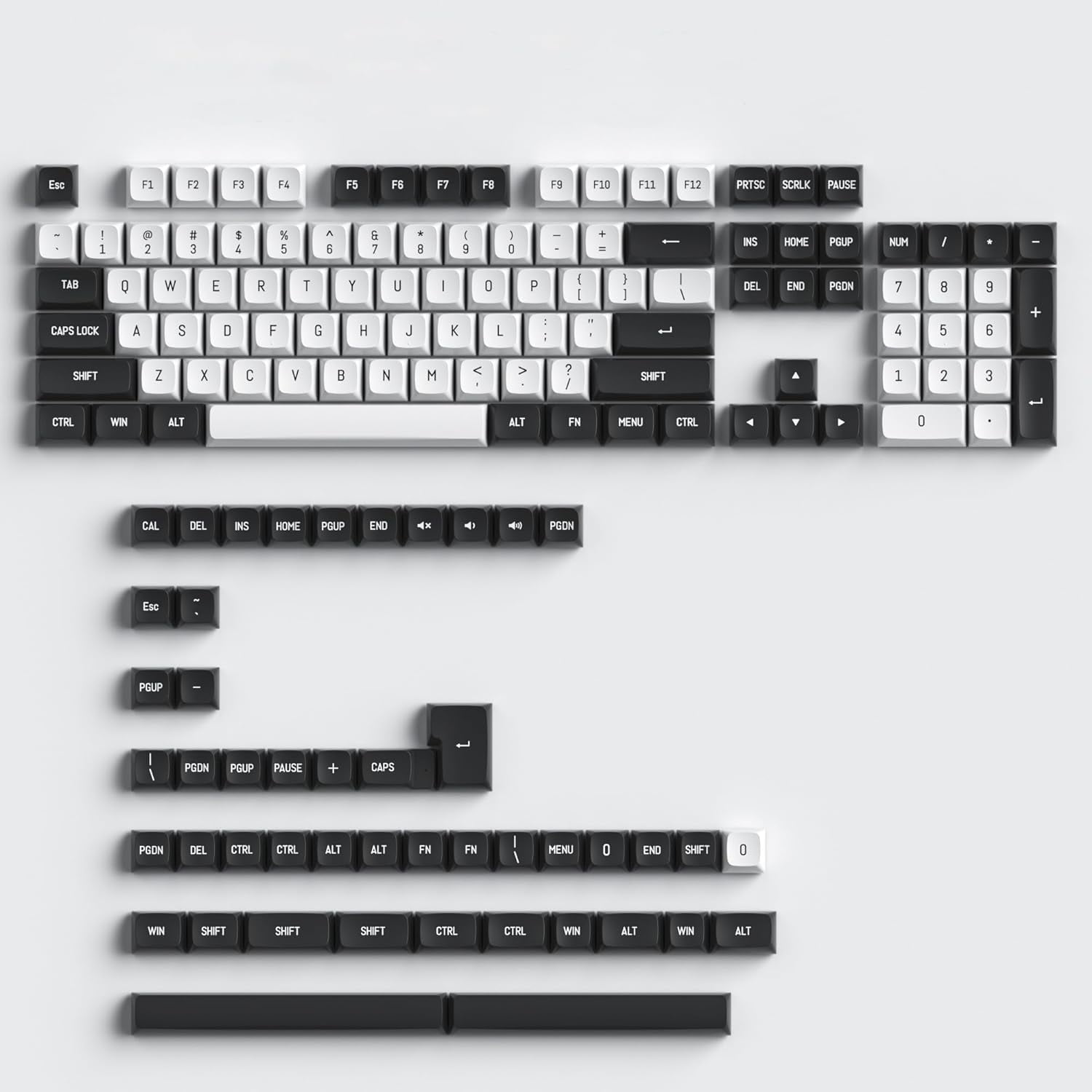 SHIQI-Black and White Keycaps, 150 Keycap Set Double Shot Keycaps, CSA ...