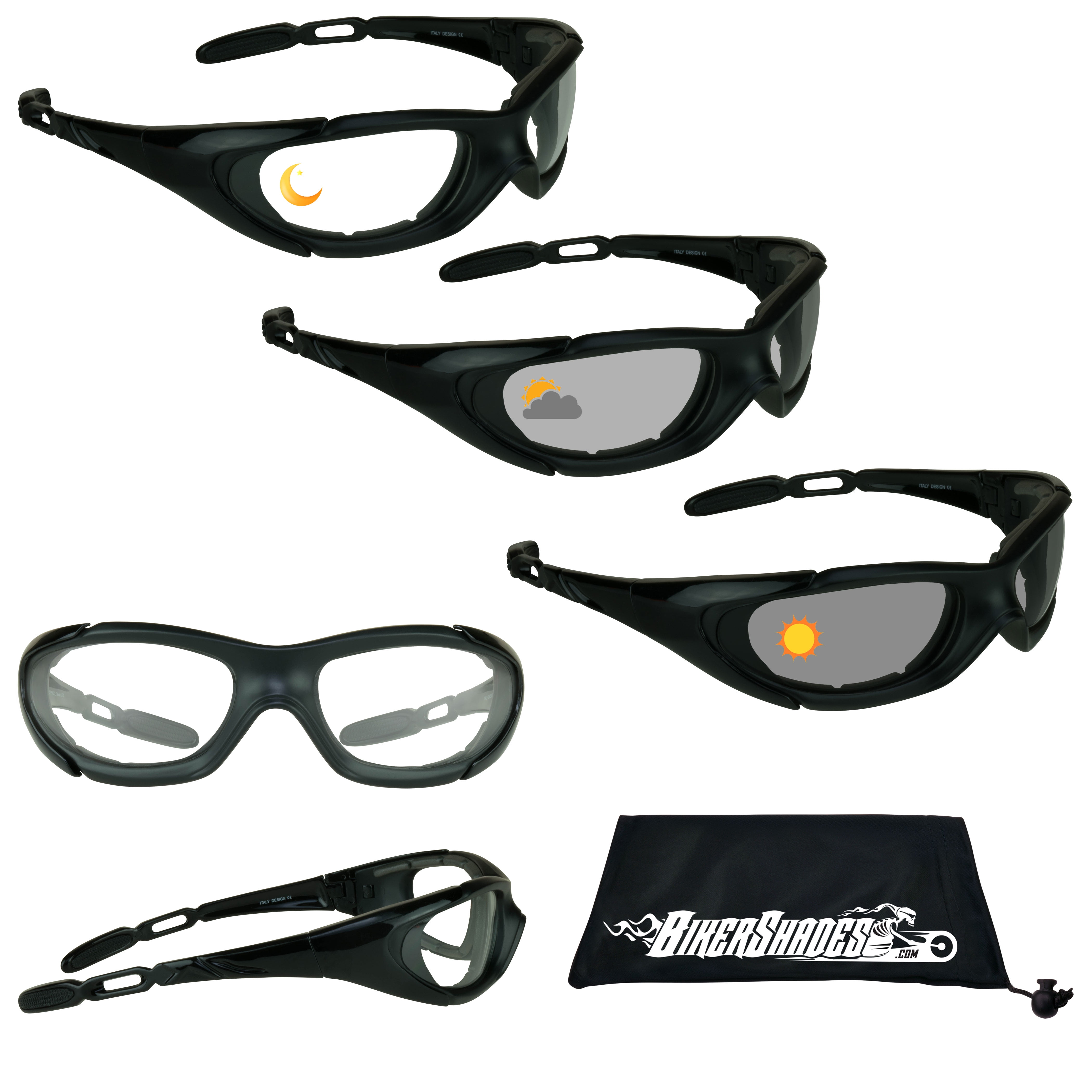 Bikershades Motorcycle Transitional Day Riding SunGlass Safety ...