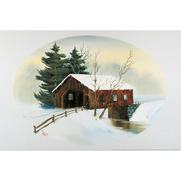 Bob Ross Covered Bridge Oval Art Print Painting Bob Ross Poster Bob ...