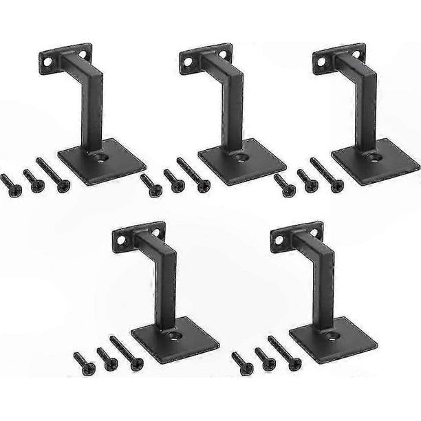 Matte Black Wooden Handrail Brackets for Stairs - 5 Pack Indoor Wall ...