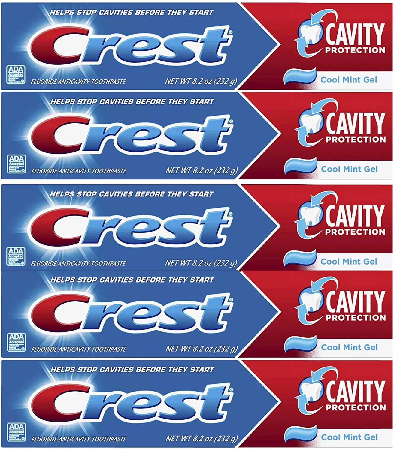 Crest Toothpaste Cavity Protection Regular 8.02oz (Pack of 5) - Walmart.com