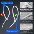 100-pack self-adhesive cable tie-down kit, includes 6-inch white ties ...