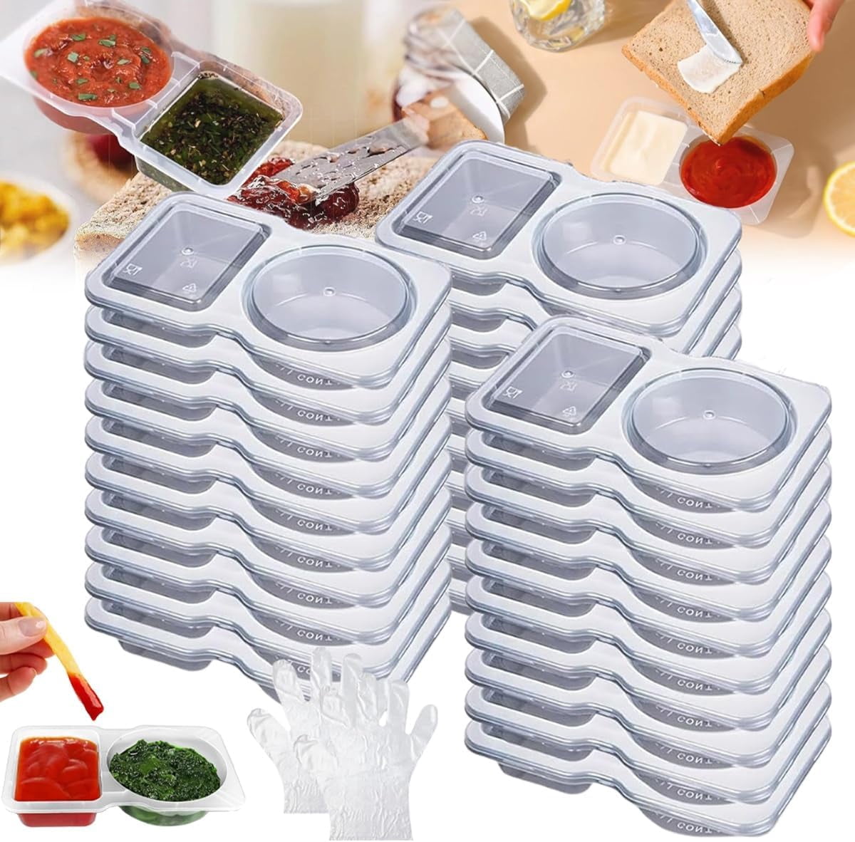 Grab and Go Snack Containers Reusable, Double Compartment Snack Pack ...