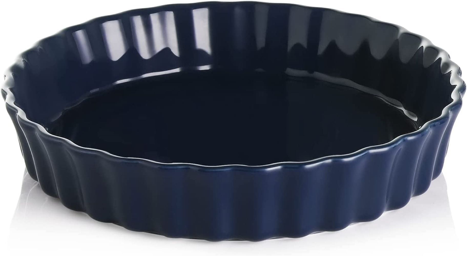 SWEEJAR Ceramic Pie Pan for Baking, 9.5 Inches Round Wavelet Fringe Pie ...