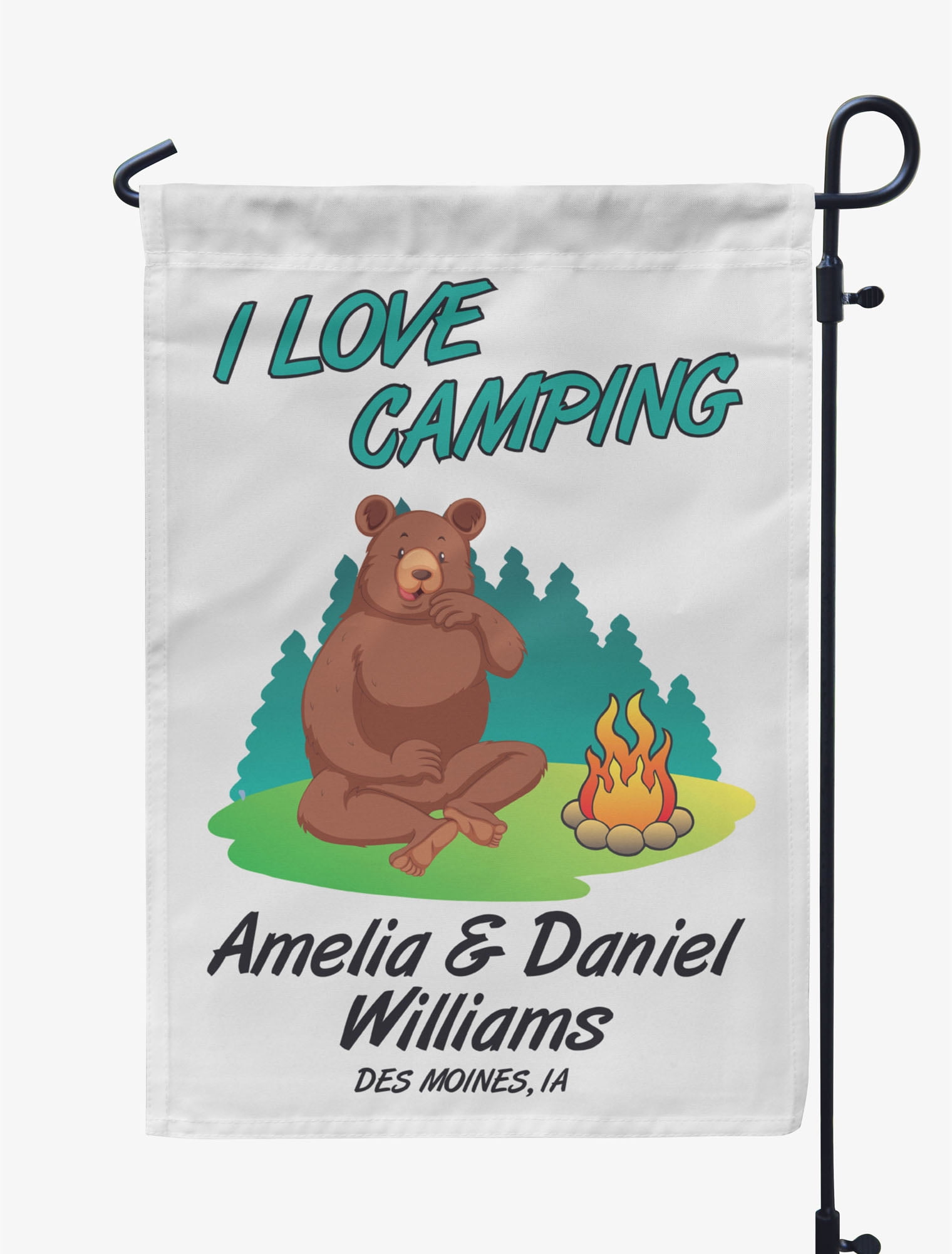 Printtoo White I Love Camping Garden Summer CampingFlagCustom ...