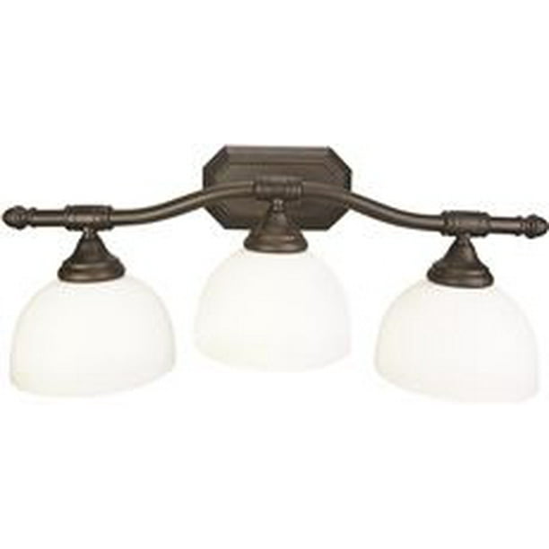 Monument 3-Light Decorative Vanity Fixture, White Etched Opal Glass, 24 ...