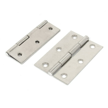 2pcs 60mm Long Silver Tone Metal Rectangle Screws Fixed Door Gate Hinge ...