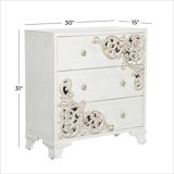 DecMode 30" x 31" White Wood Intricately Carved Scroll Chest, 1-Piece ...