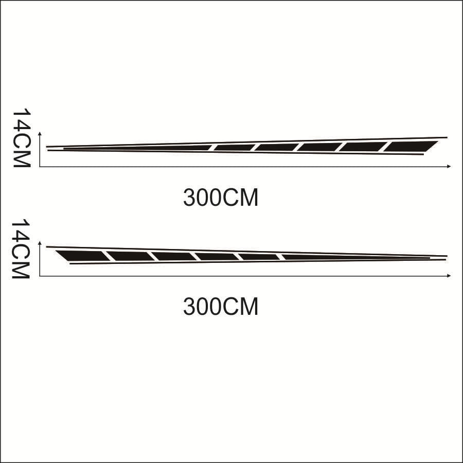 Matte Black Car Racing Stripes Decals Body Side Vinyl Stickers 2Pcs ...