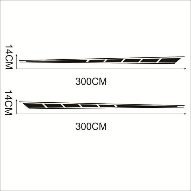 Matte Black Car Racing Stripes Decals Body Side Vinyl Stickers 2Pcs ...