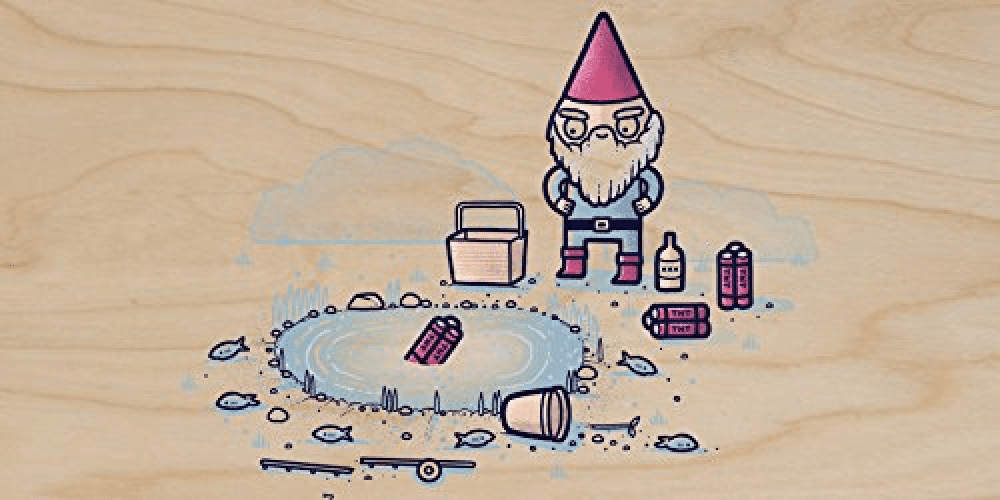 "I Hate Fishing" Gnome & Dynamite Humor - Plywood Wood Print Poster ...