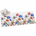 Country Red Blue Gray Flowers Rectangle Rug 2'x6' Watercolor Farm ...