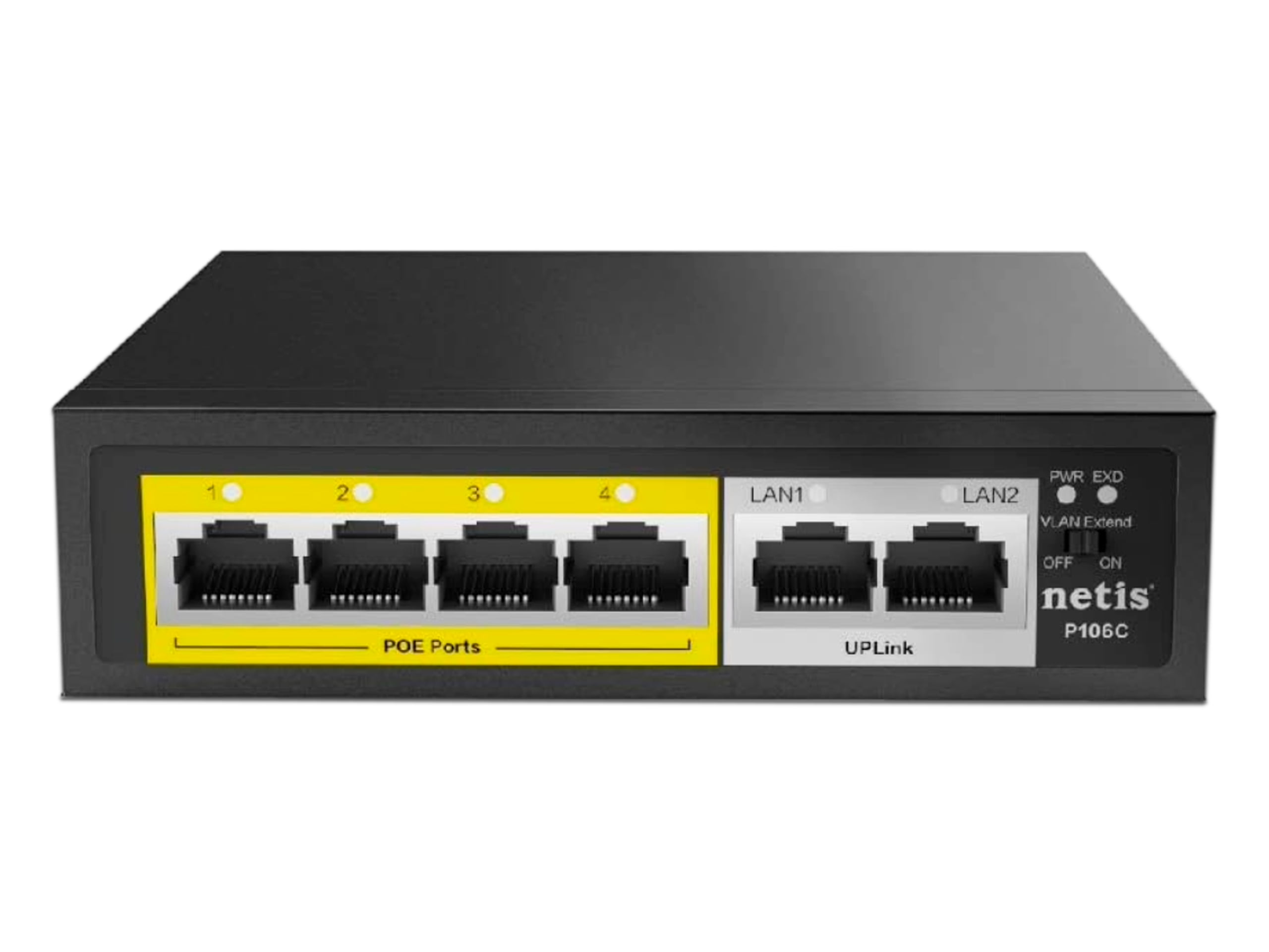 Switch Netis P106C de 4 puertos PoE 10/100Mbps y 2 puertos Uplink 10 ...