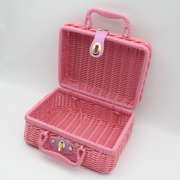 Retro Rattan Suitcase with Hand Gift Box Woven Rattan Cosmetic Storage ...
