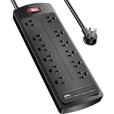 Surge Protector Power Bar, XBRW 12 Outlets Power Strip and 4 USB Ports ...