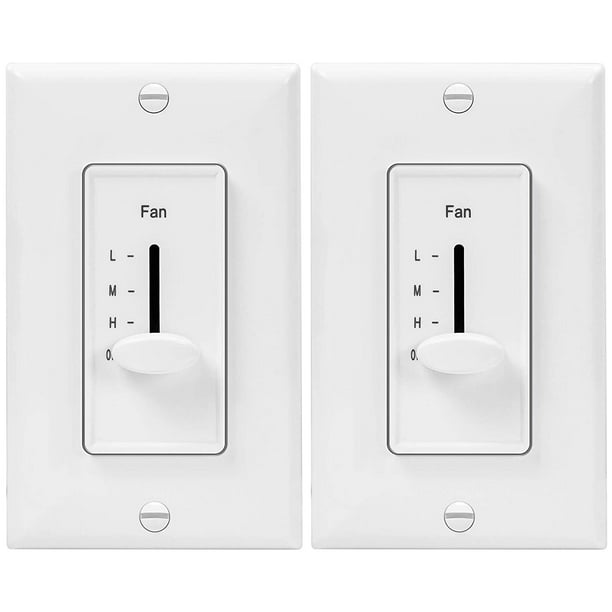 ENERLITES 3 Speed in Wall Ceiling Fan Control, Slide Switch, 120VAC, 2 ...