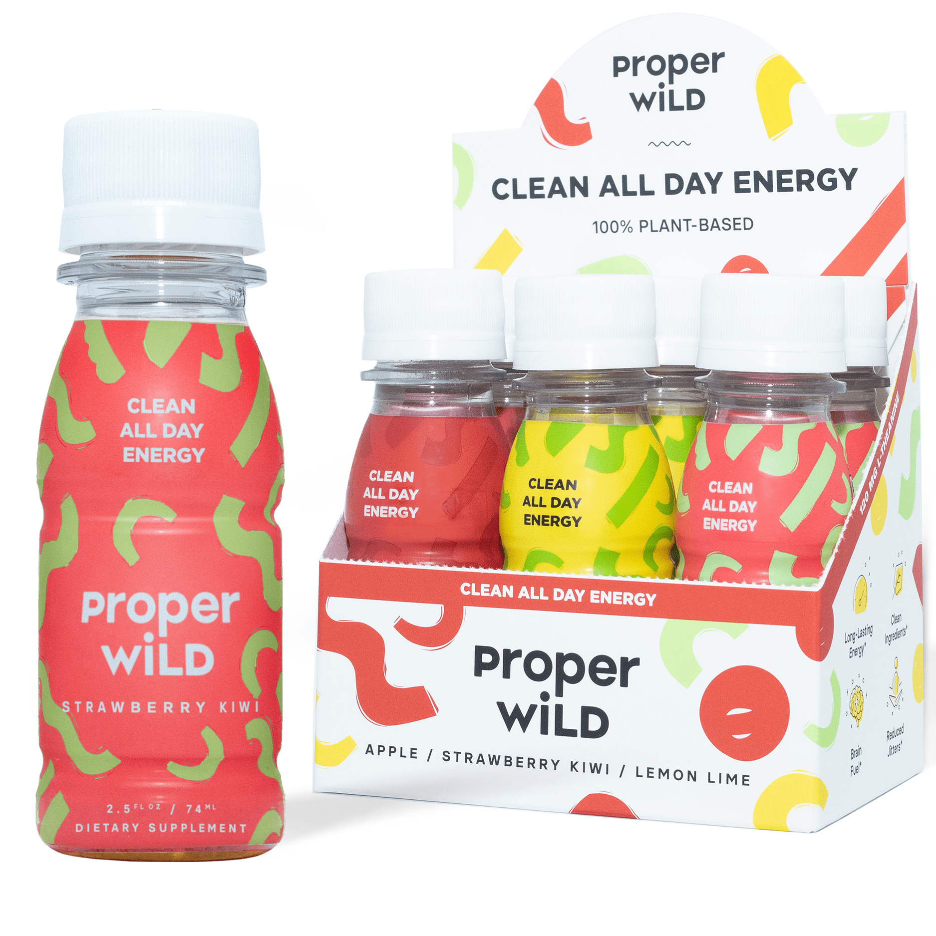 Proper Wild, Natural Clean All Day Energy Shots, Favorites (Variety), 6 ...
