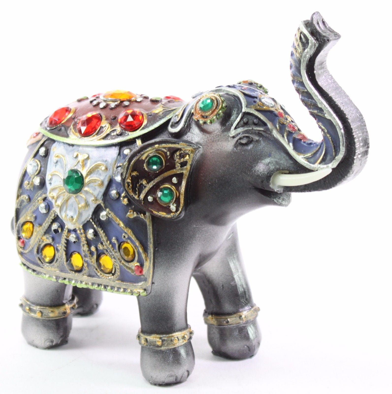 Feng Shui 6"(L) Dark Gray Elephant Wealth Lucky Figurine Home Decor ...