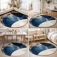 Abstract Geometric Area Rugs 3.3' (Round) Blue Gold Black Dynamic ...