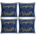 Blue Gold Graduation Cap Pillow Covers Set of 4, Sequins Light Festive ...