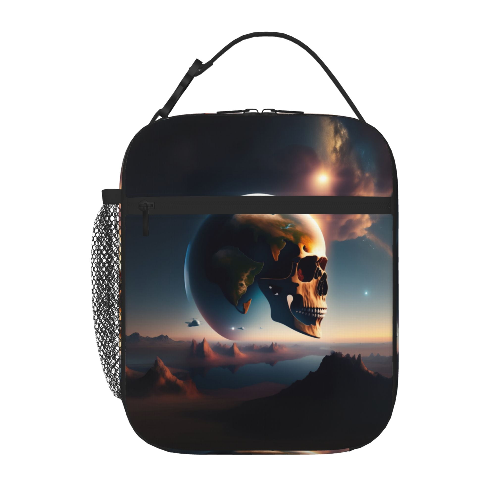 TEQUAN Portable Lunch Bag, Space Skull Planet Earth Pattern Reusable ...