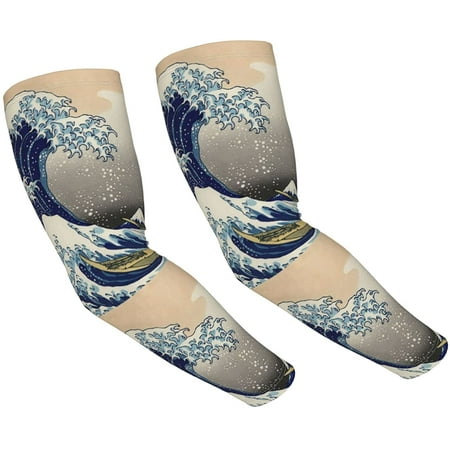 Japanese Style Sea Wave Athletic UV Sun Protection Compression Arm ...